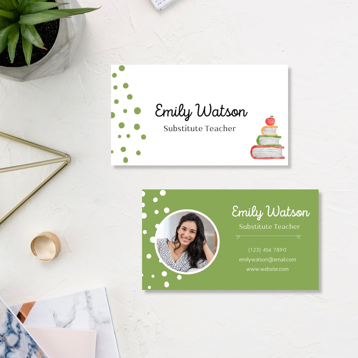 Substitute Teacher Business Card Template: Canva Design (digital ...