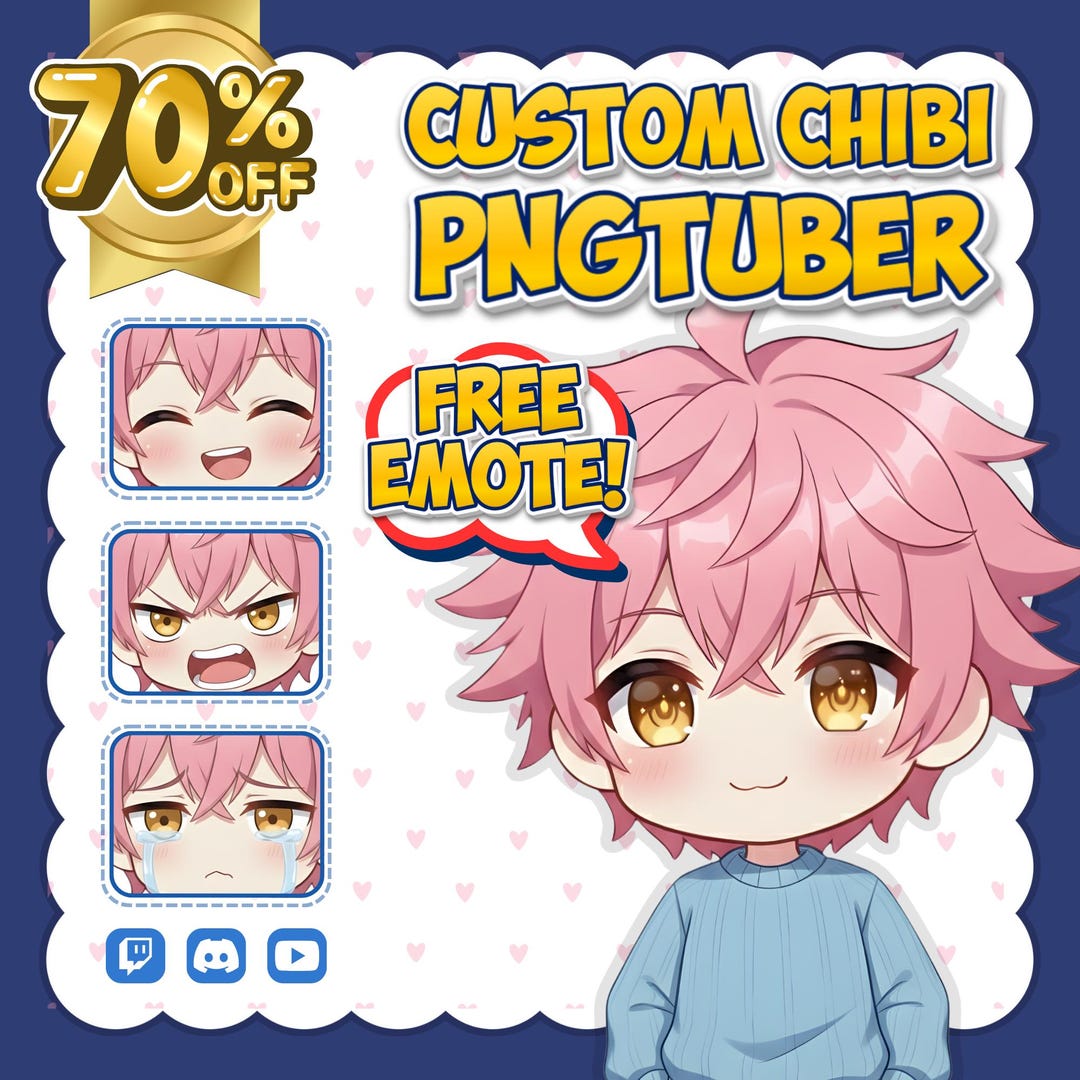Custom Chibi Pngtuber Avatar – Reactive Character for Streaming ...