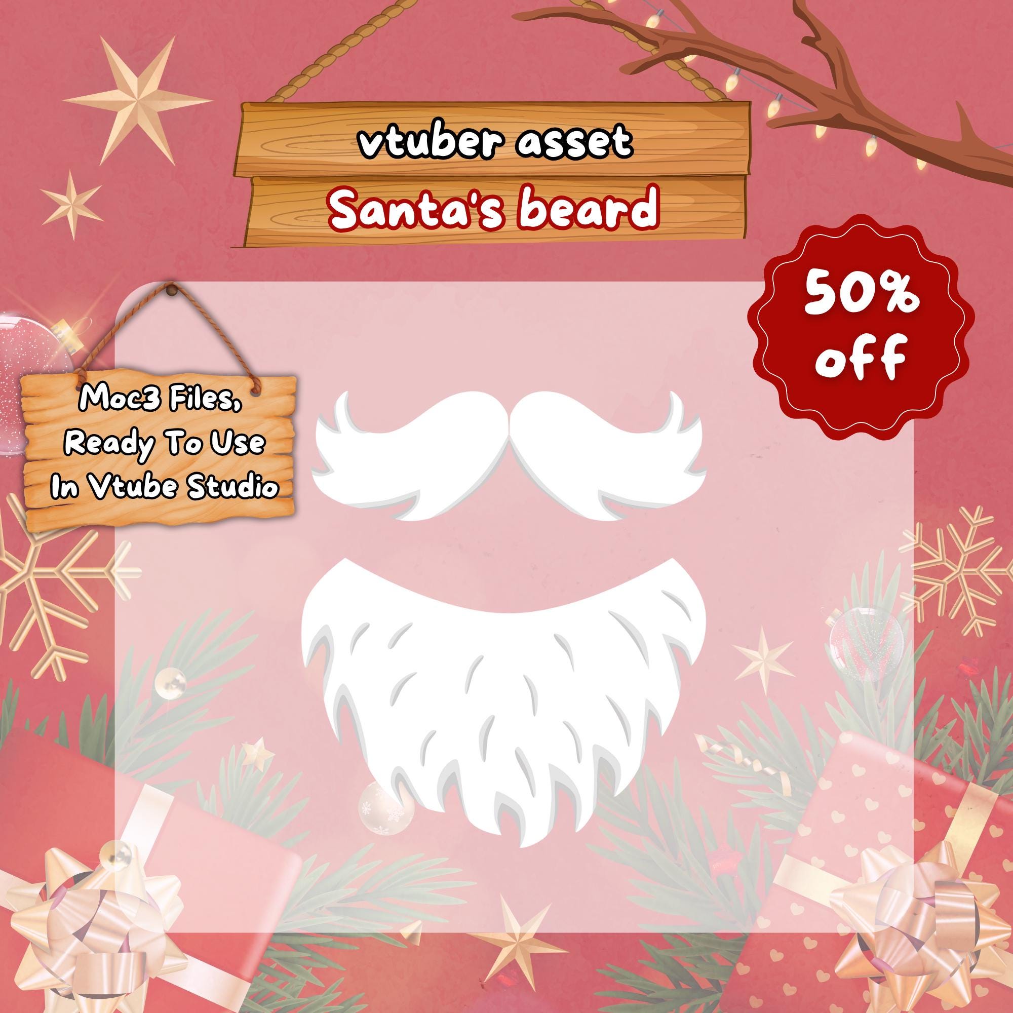 Vtuber Asset Rigged Santa Beard Hat or Christmas Hat, Premade Assets ...