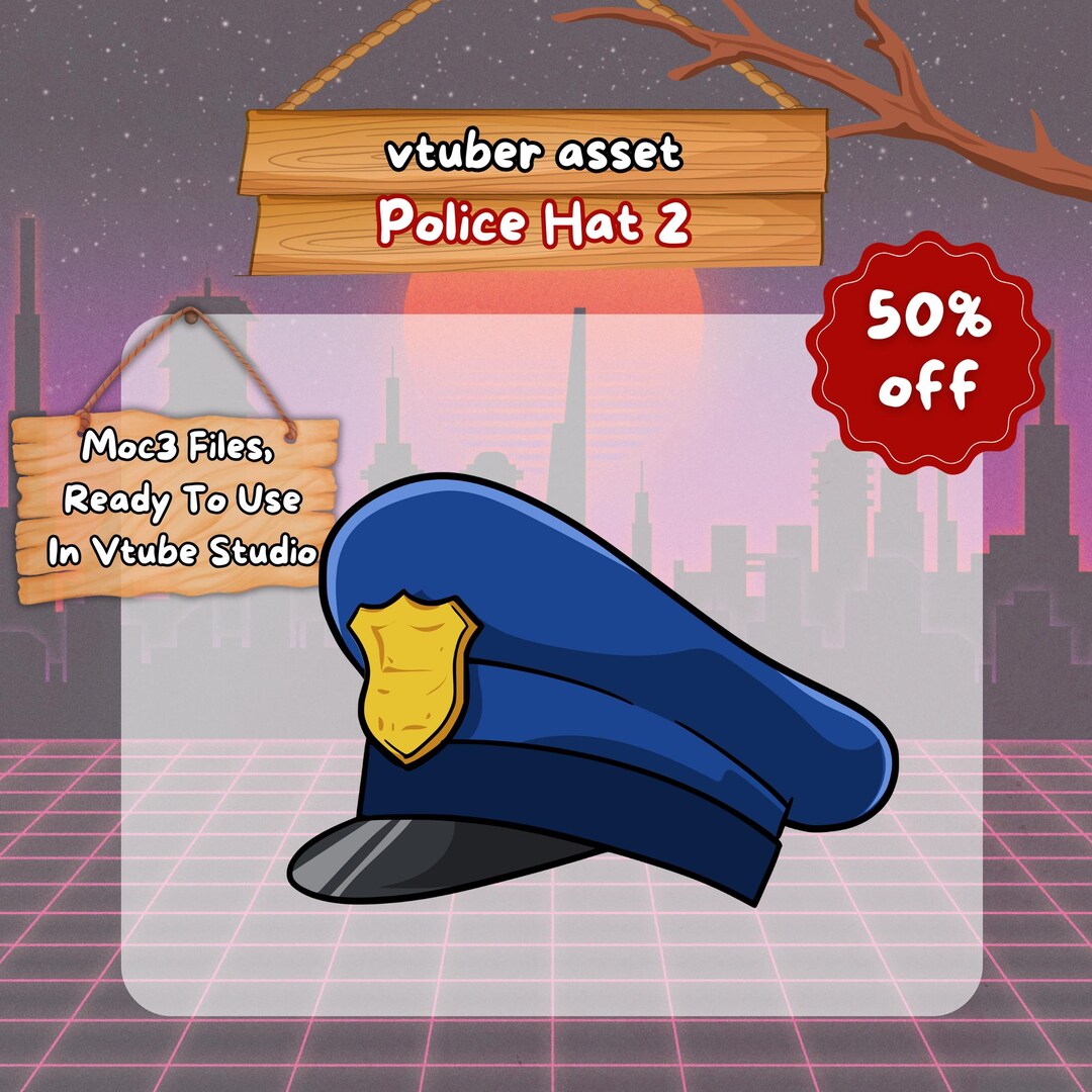 Vtuber Asset Rigged Police Hat 2 or Police Hat, Premade Assets, Hat ...