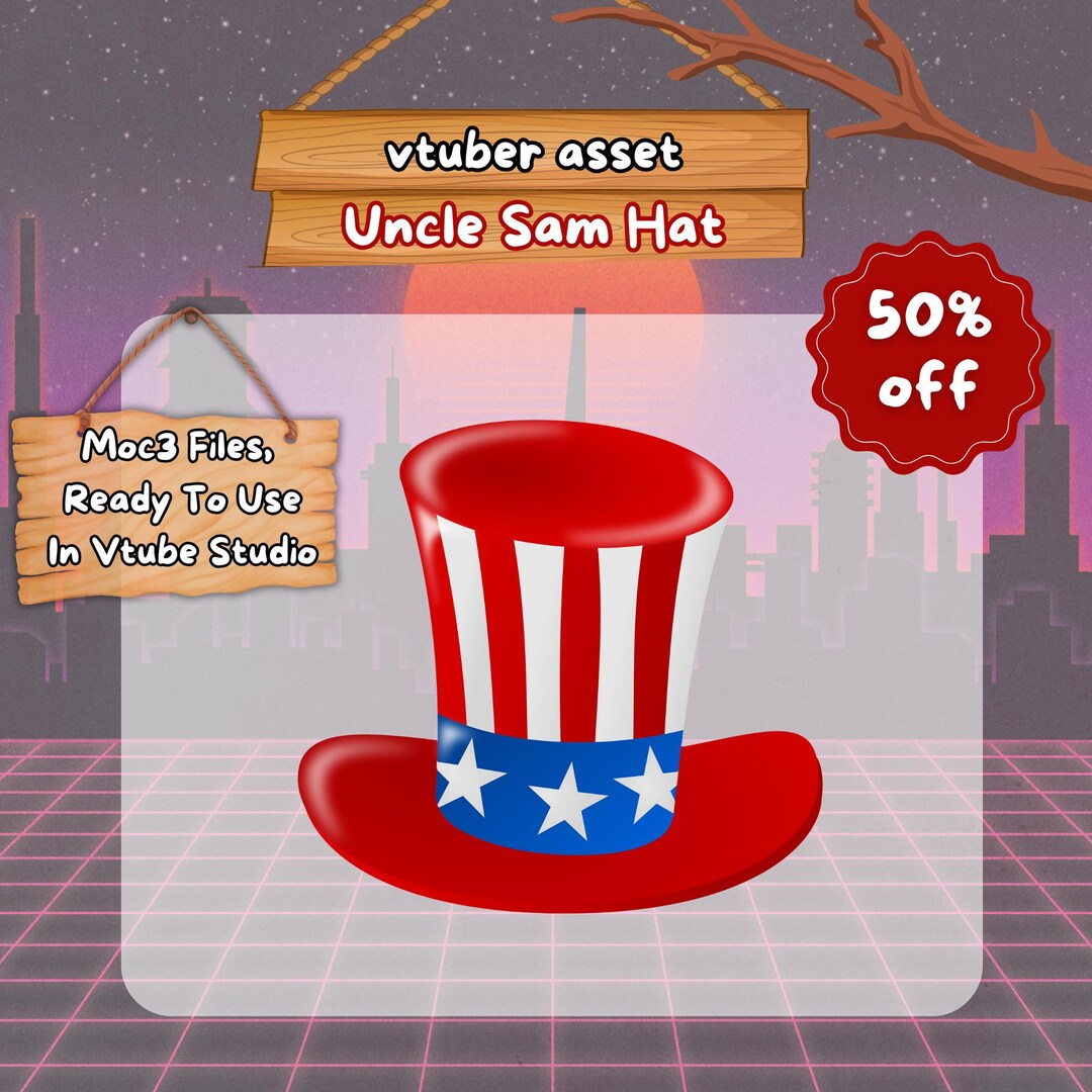 Vtuber Asset Rigged Uncle Sam Hat or Uncle Sam, Premade Assets, Hat ...
