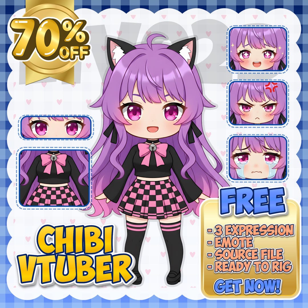 VTube Studio Chibi VTuber | Personnage Live2D personnalisé | Modèle de ...