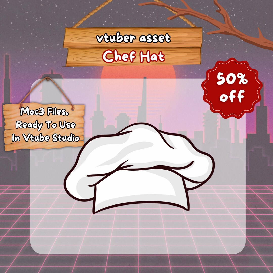 Vtuber Asset | Rigged Chef Hat or Chef Cooking Hat, Premade Assets, Hat ...