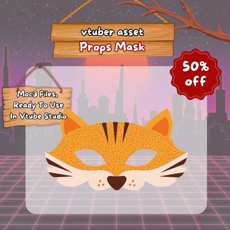 Vtuber Asset Rigged Props Mask or Props, Premade Assets, Hat Assets ...