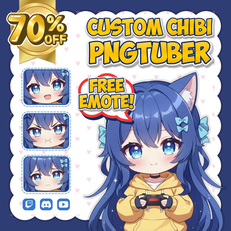 Custom Chibi Pngtuber Avatar – Reactive Character for Streaming ...