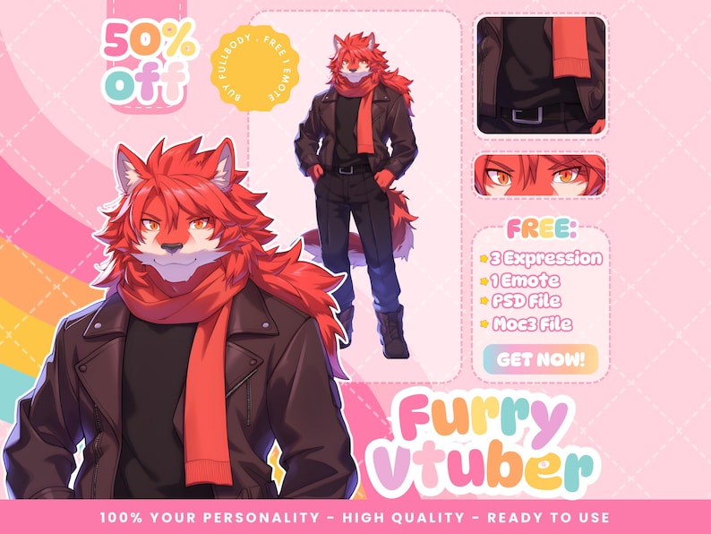 Furry Vtuber Commission – Custom 2D Furry Avatar, Vtuber Model Art for ...