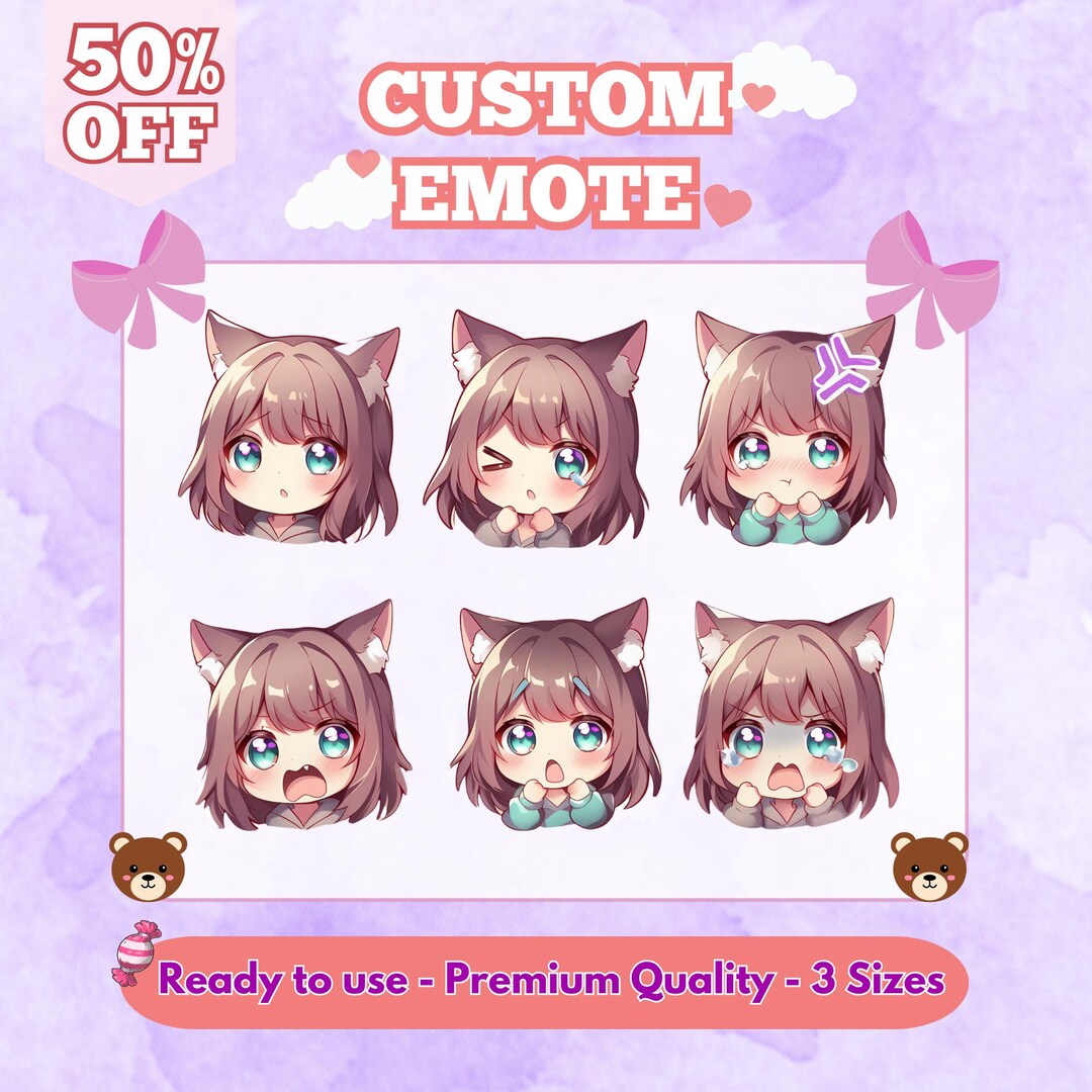 Custom Twitch Emotes or Kick Emote and Animated Emotes, Vtuber Cute ...