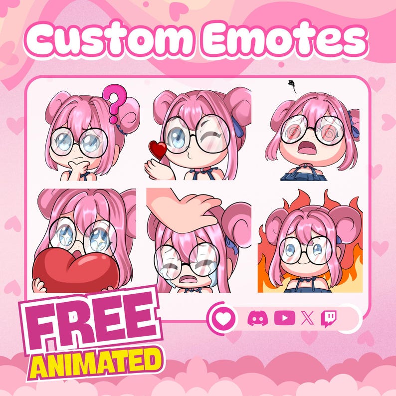 Cute Anime Emotes for Twitch Streamers | Personalized Discord Emoji Set ...