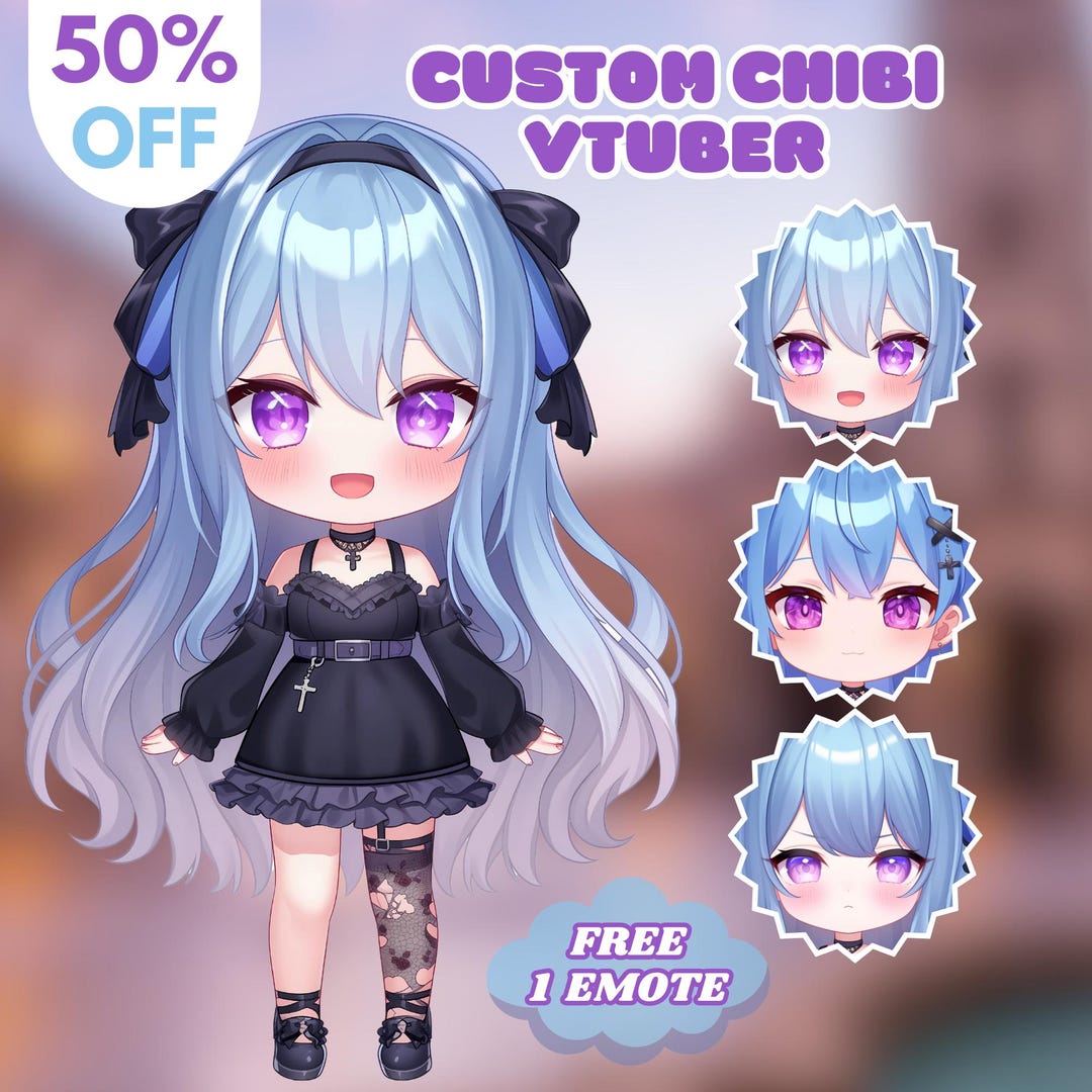 Custom Chibi Vtuber Model Chibi Vtuber, Pngtuber, Vtuber Assets, Live2d ...