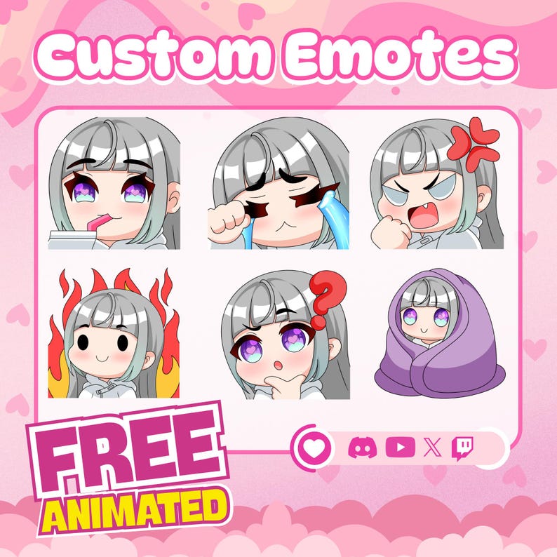 Twitch Emotes Commission | Animated Chibi Girl | YCH Streamer Pack ...