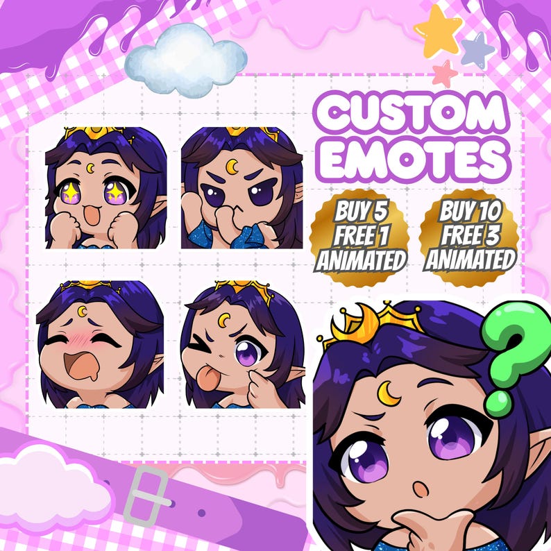 Custom Emotes Commission, Personalized Twitch Streamer Chat Icons Art ...
