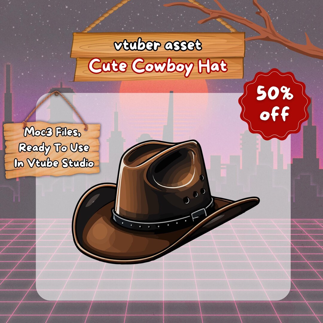 Vtuber Asset | Rigged Cute Cowboy Hat or Cute Cowboy, Premade Assets ...