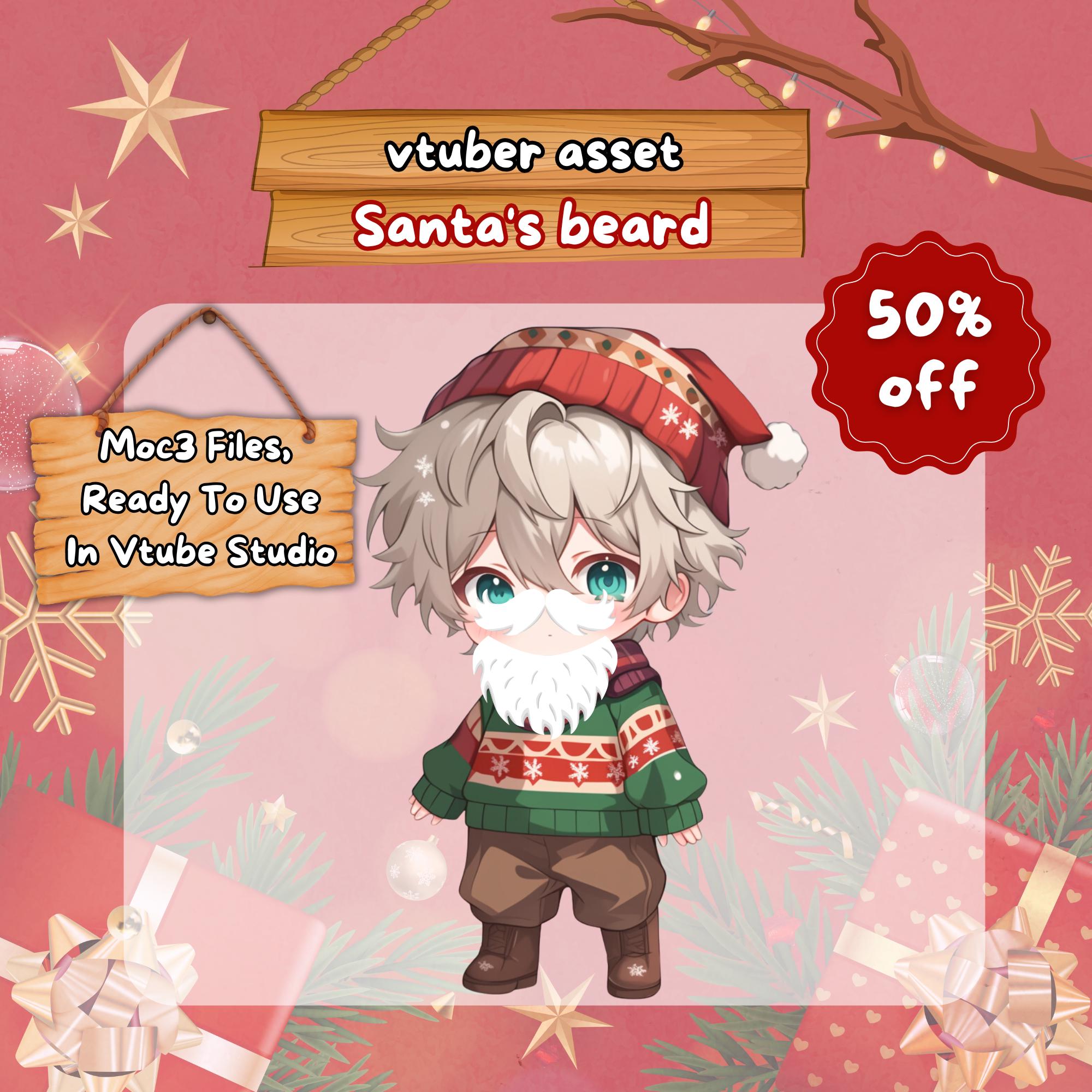 Vtuber Asset Rigged Santa Beard Hat or Christmas Hat, Premade Assets ...