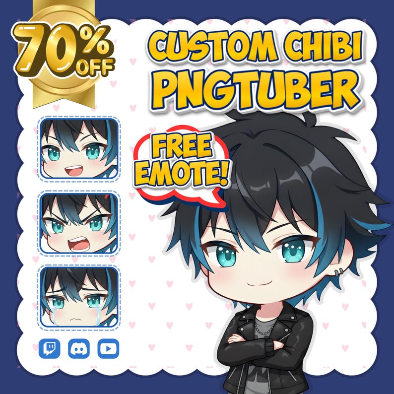 Custom Chibi Pngtuber Avatar – Reactive Character for Streaming ...