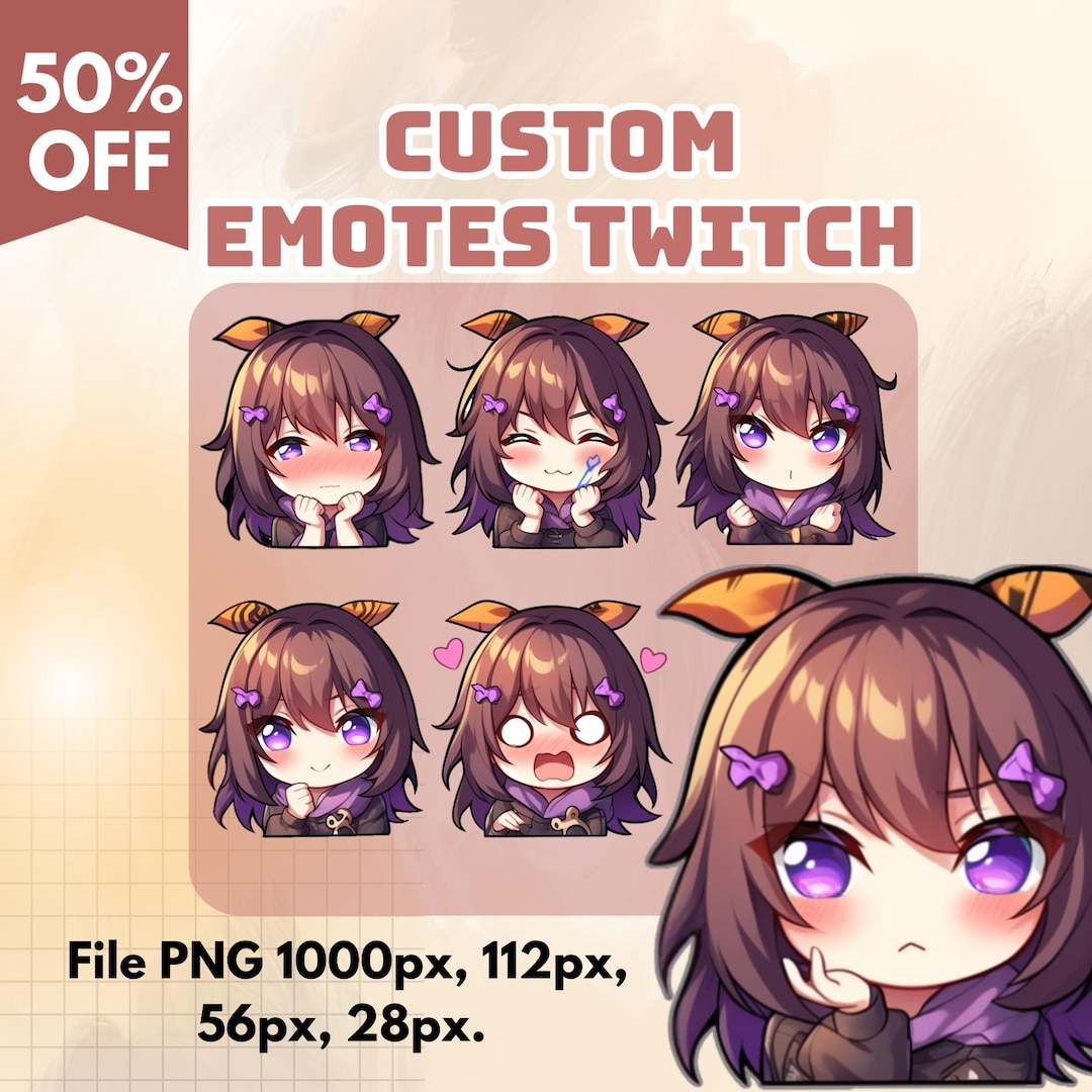 Custom Twitch Emotes or Kick Emote and Animated Emotes, Vtuber Cute ...