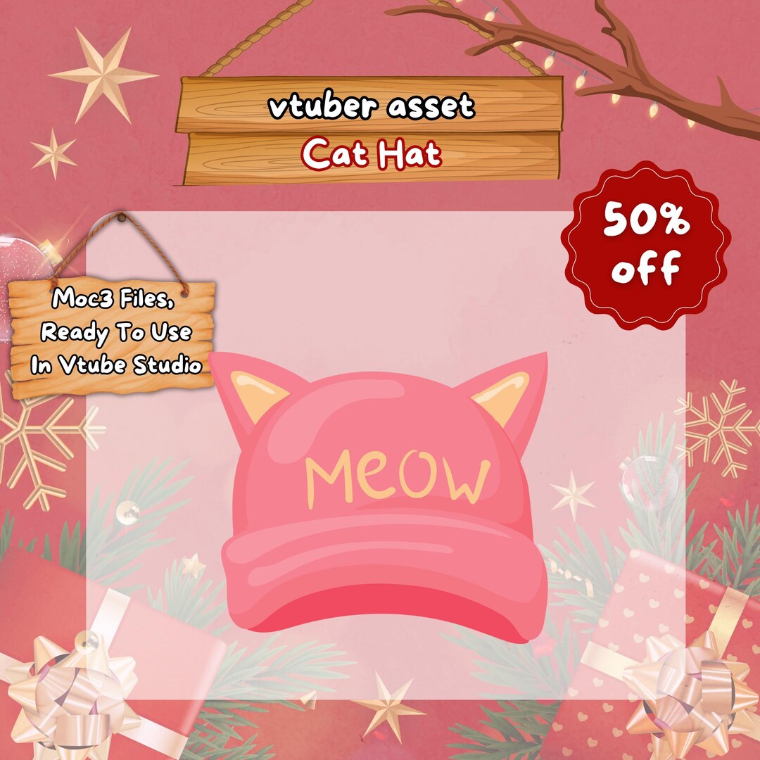 Vtuber Asset Rigged Cat Hat or Christmas Cat Hat, Premade Assets, Hat ...