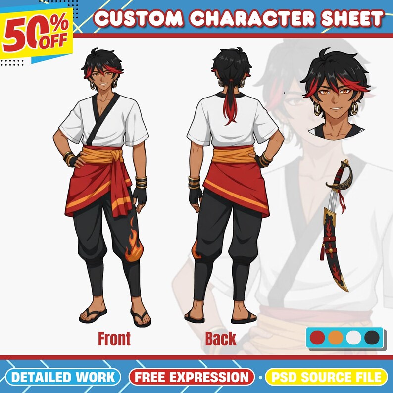 Custom Character Reference Sheet – Anime Style OC Design Commission - Etsy