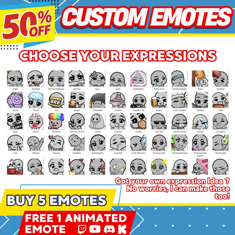 Twitch Emote Commission | Custom Emoji Set | Streamer Emoji Pack - Etsy