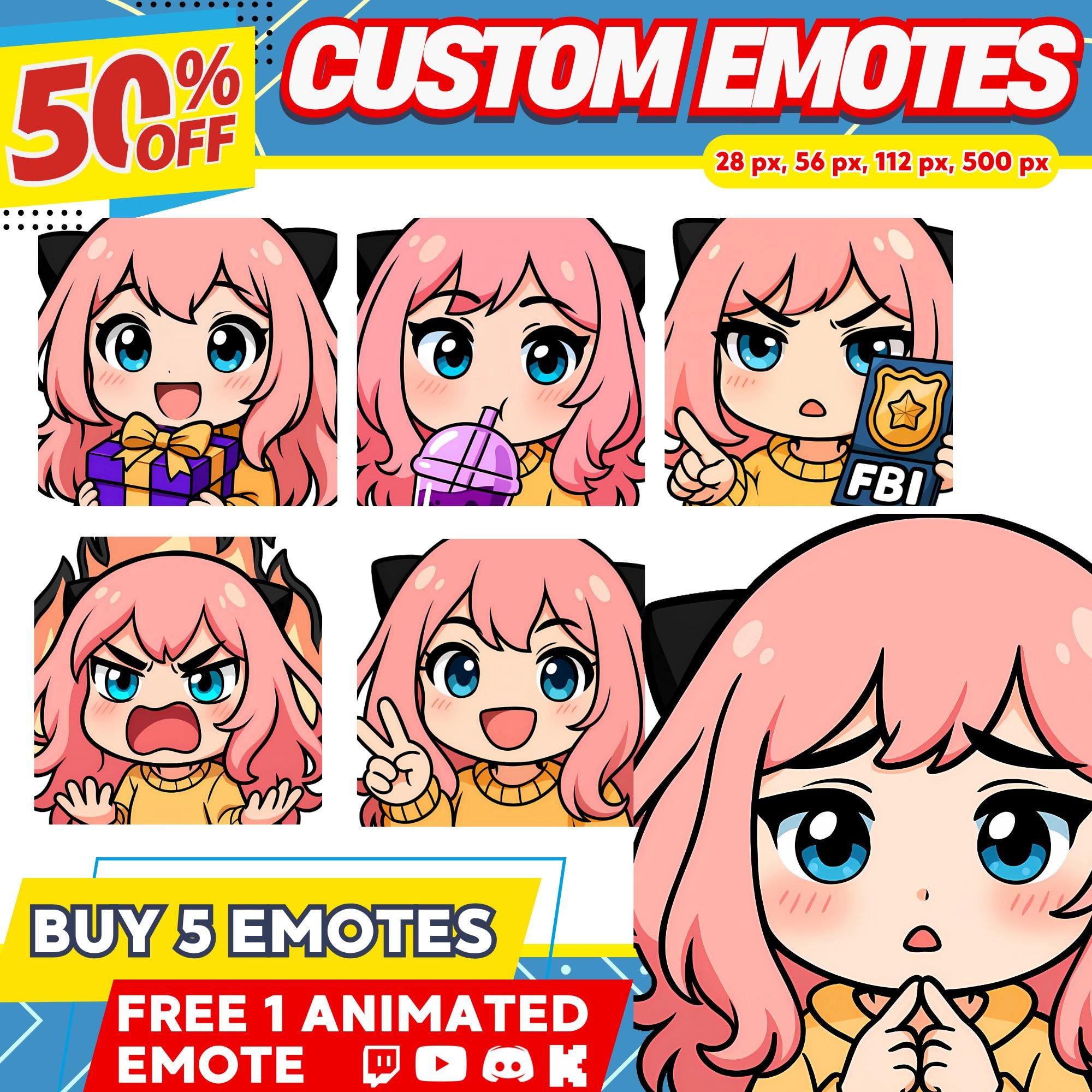 Twitch Emote Commission | Custom Emoji Set | Streamer Emoji Pack - Etsy