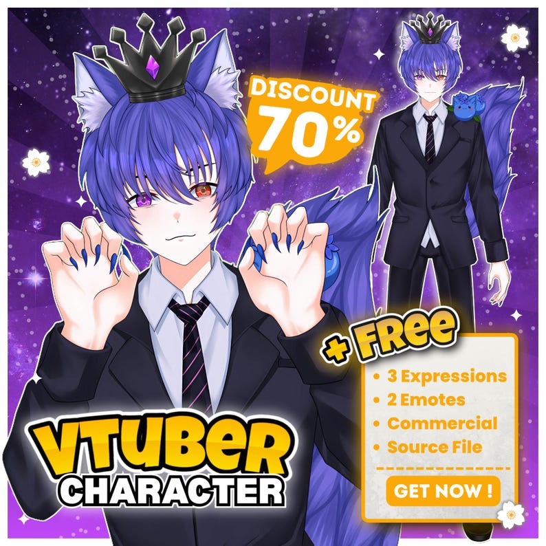 Modelo y rigging personalizados de Vtuber Live2D: avatar de personaje ...