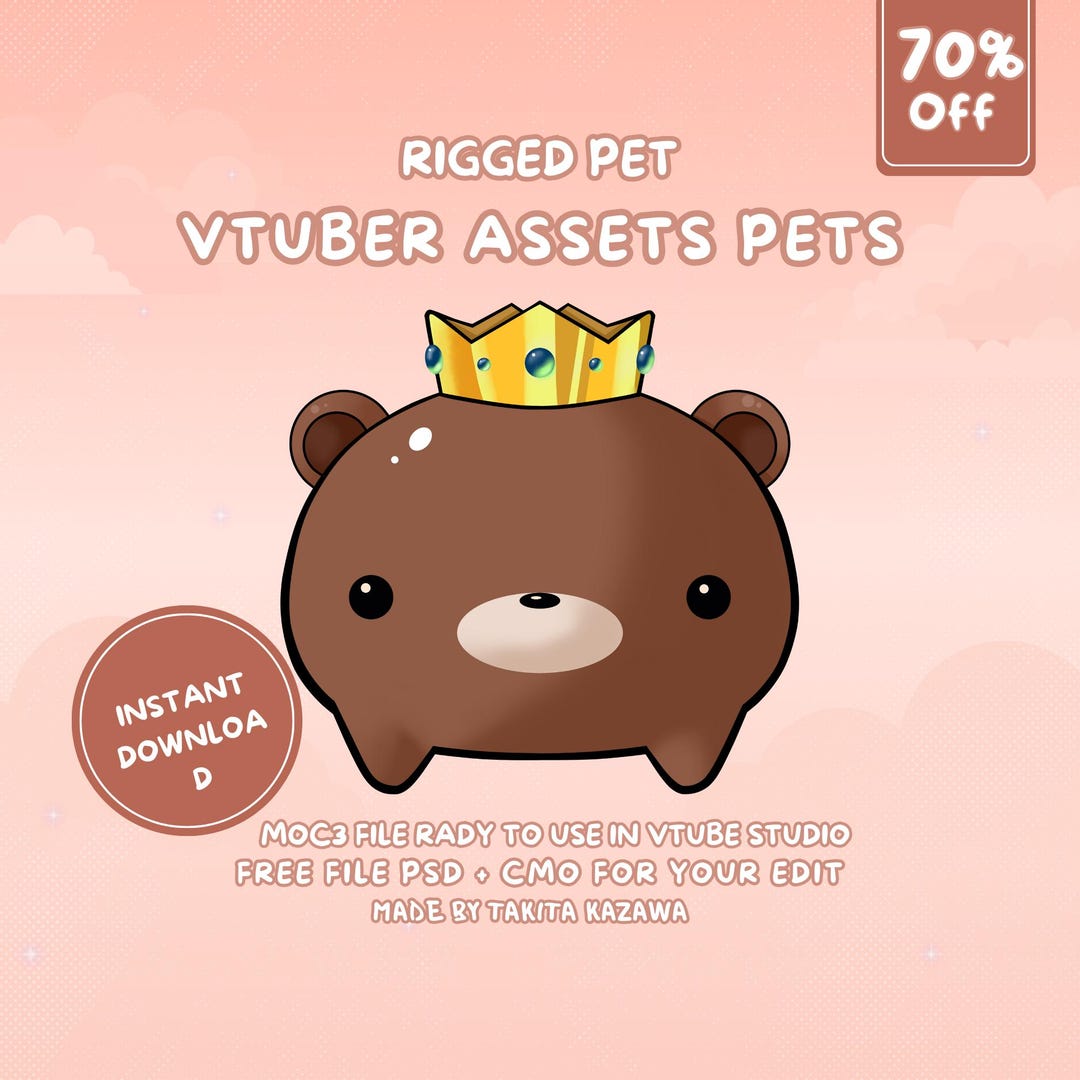 Vtuber Asset: Bear Hat With Crown - Vtube Studio (commercial Use) - Etsy UK