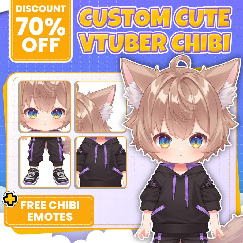 Commission Chibi Vtuber Live2d, Personalized 2D Anime Model for Digital ...
