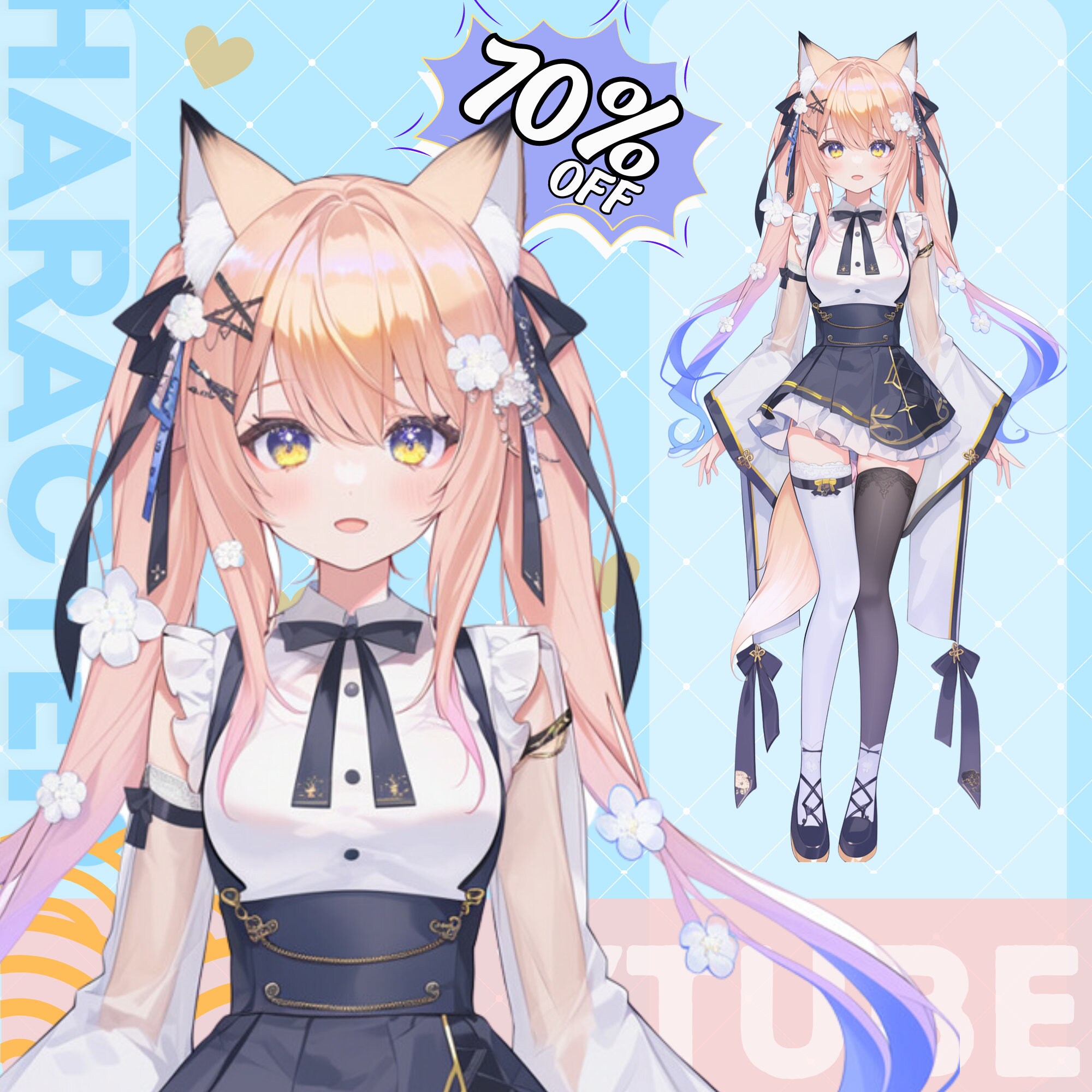 CUSTOM VTUBER Model for Commercial Use Live 2D Vtuber Vtuber Assets ...