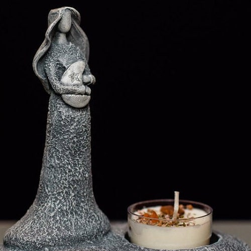 Moon Goddess Statue Lunar Goddess Tea Light Holder Goddess - Etsy