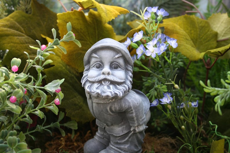 Mooning Gnome Statue - Funny Rude Garden Gnome - Concrete Garden Gnome ...