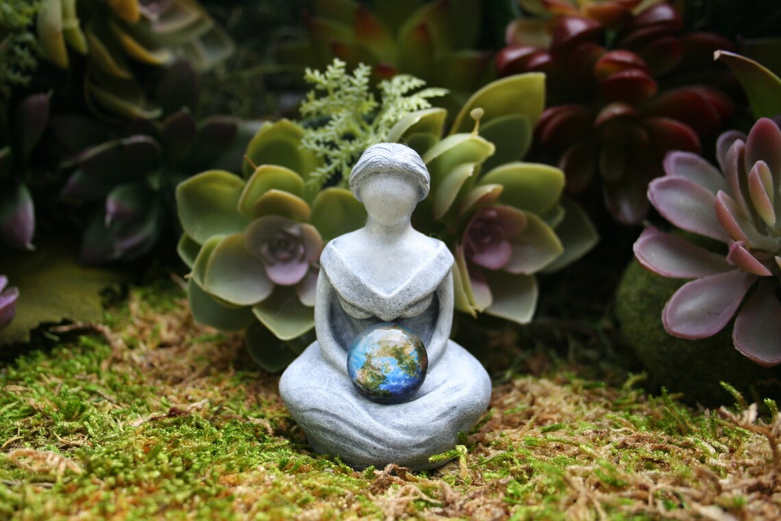 Earth Goddess Statue Gaia Statue Unique Mini Mother Earth - Etsy
