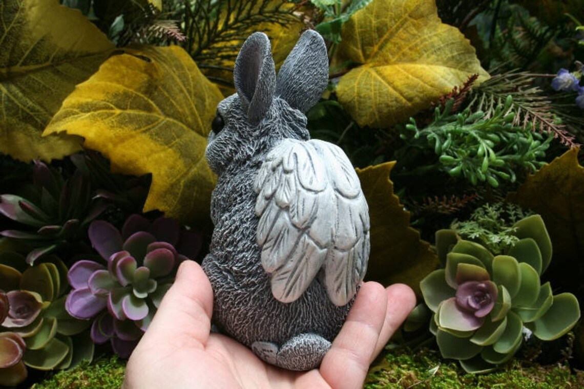 Angel Bunny Statue Bunny Memorial Statue Rabbit Angel | Etsy