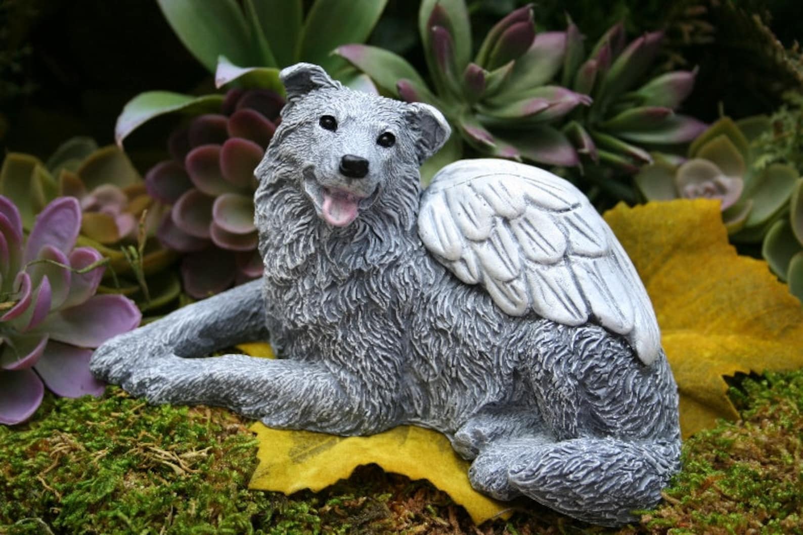 Border Collie Angel Statue - Concrete Dog Memorial - Border Collie Art ...
