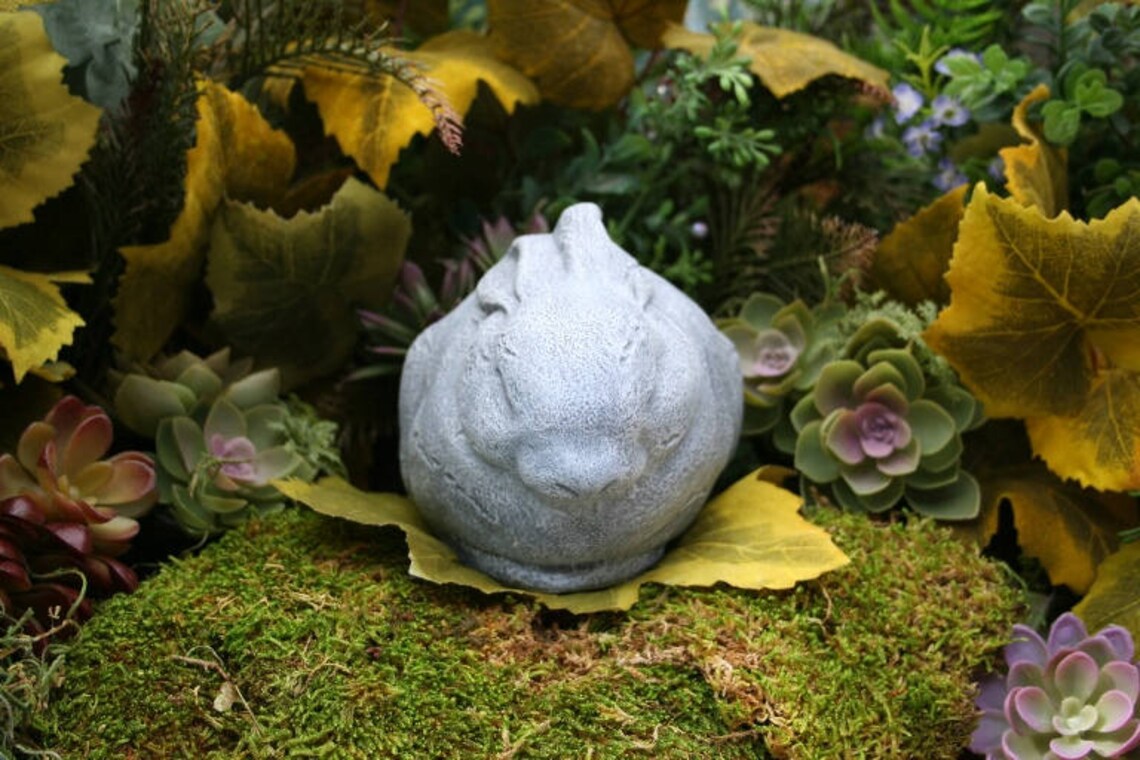 Concrete Bunny Statue Rock Rabbit Garden Statue Fat Bunny - Etsy