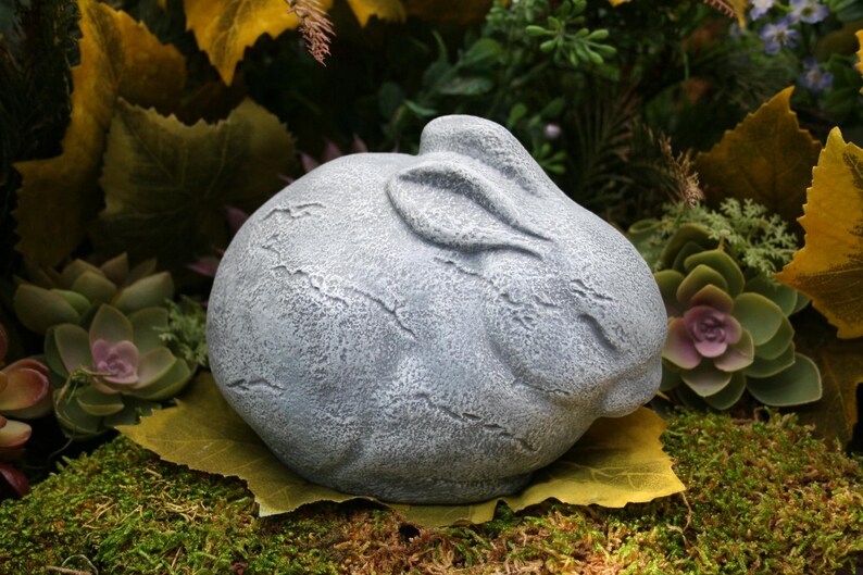 Concrete Bunny Statue, Rock Rabbit Garden Statue, Fat Bunny Statue ...