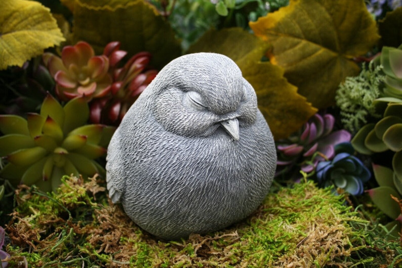 Concrete Bird Statue Sleepy Fat Bird Garden Sculpture - Etsy
