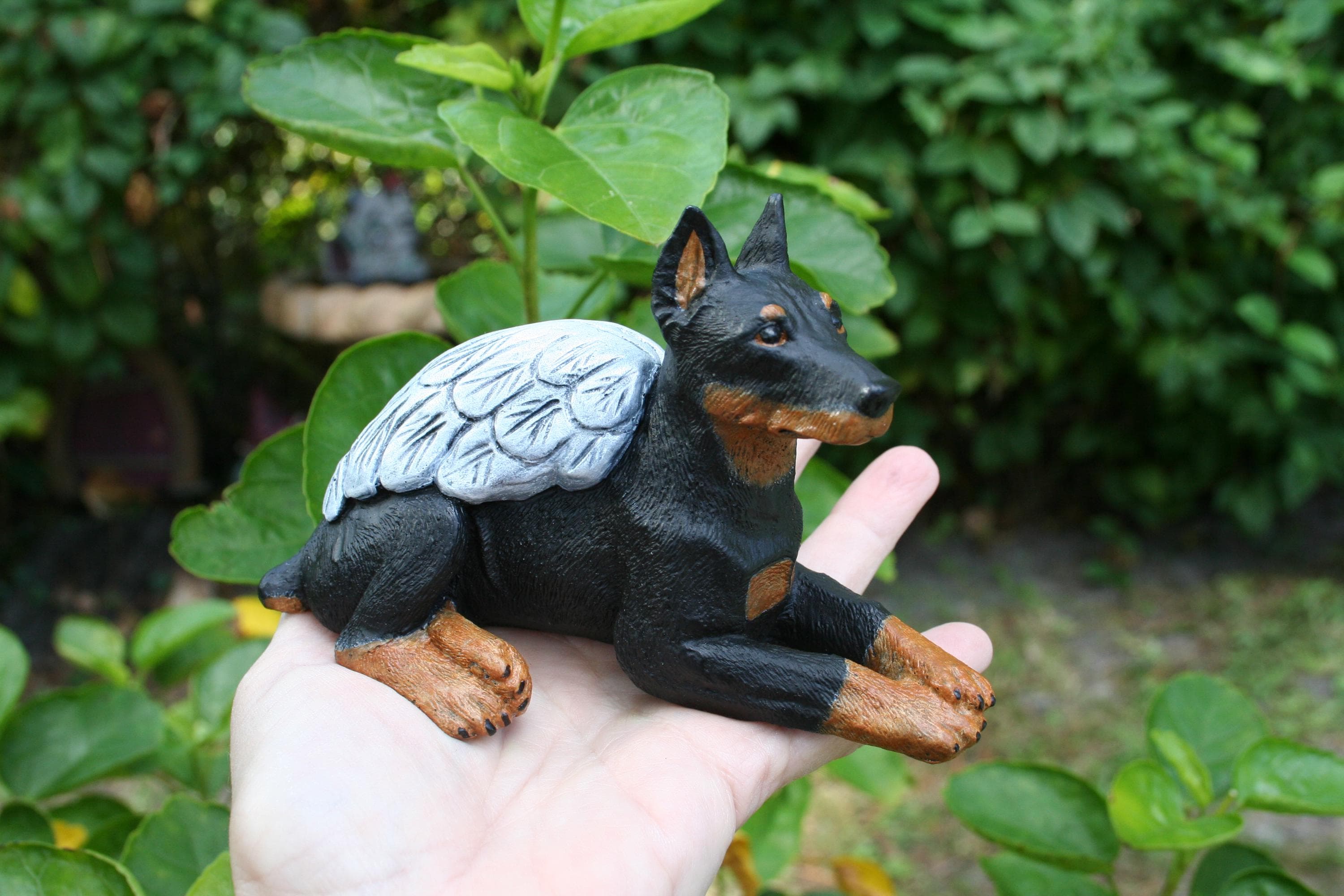 Doberman / Mini Pin Angel Dog Statue - Concrete Dobie, Pinscher Dog Art ...