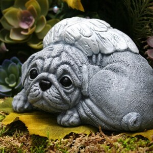 Pug Angel Statue Angel Dog Garden Sculpture Solid Concrete Pet Memorial ...