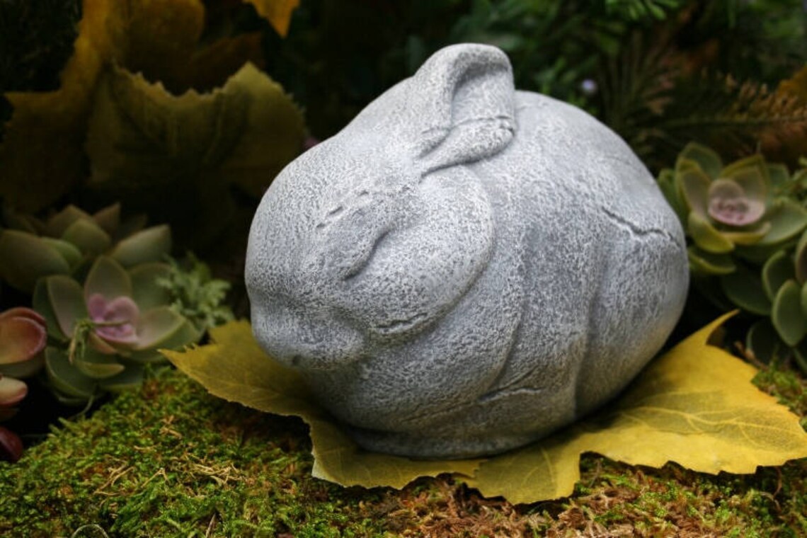 Concrete Bunny Statue Rock Rabbit Garden Statue Fat Bunny - Etsy
