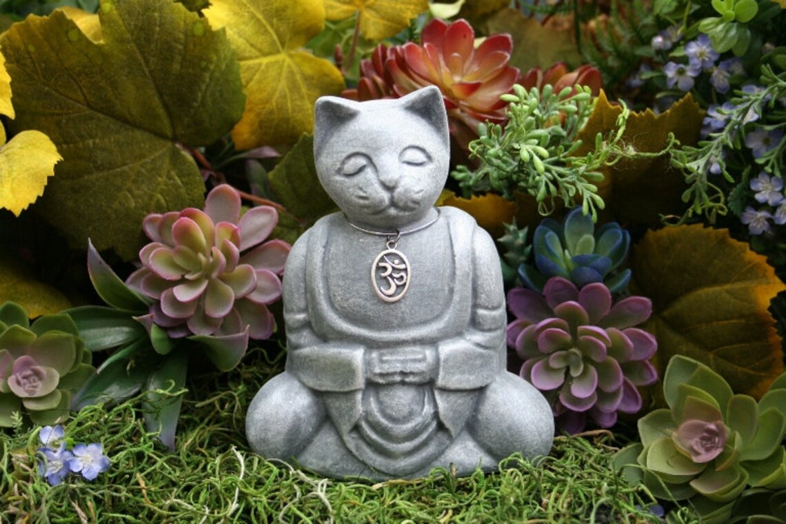 Meditation Cat Buddha Zen Cat Ohm Cat Yoga Cat Concrete | Etsy