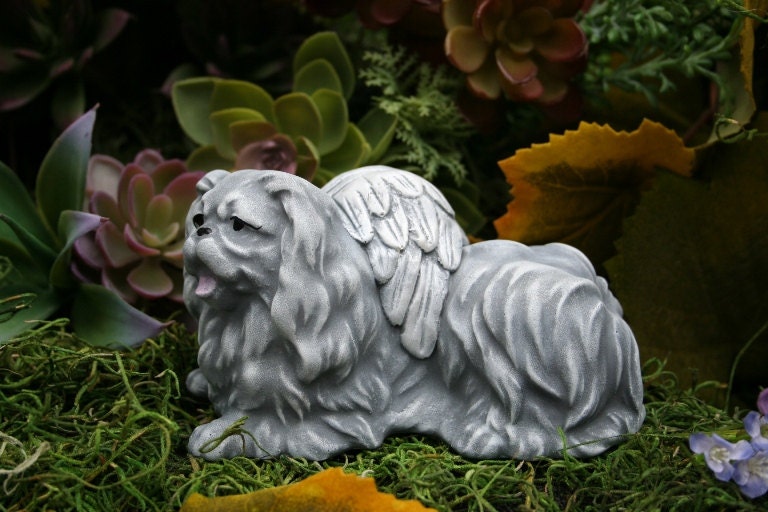 Pekingese Angel Dog Statue Dog Memorial Figurine Concrete - Etsy