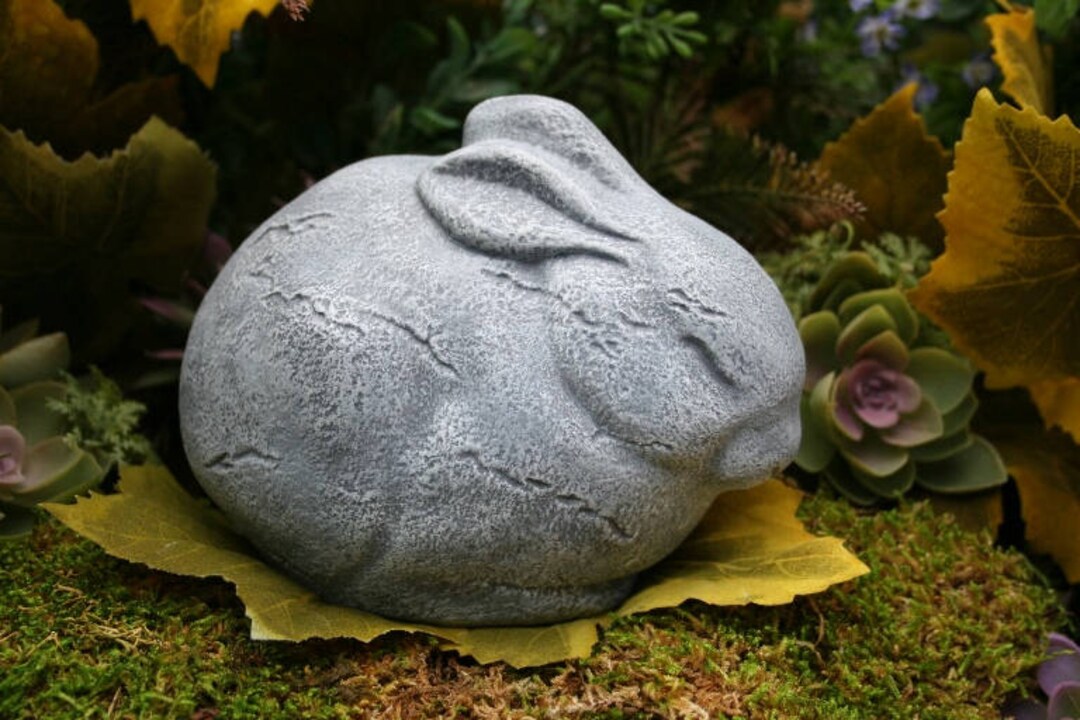 Concrete Bunny Statue, Rock Rabbit Garden Statue, Fat Bunny Statue ...