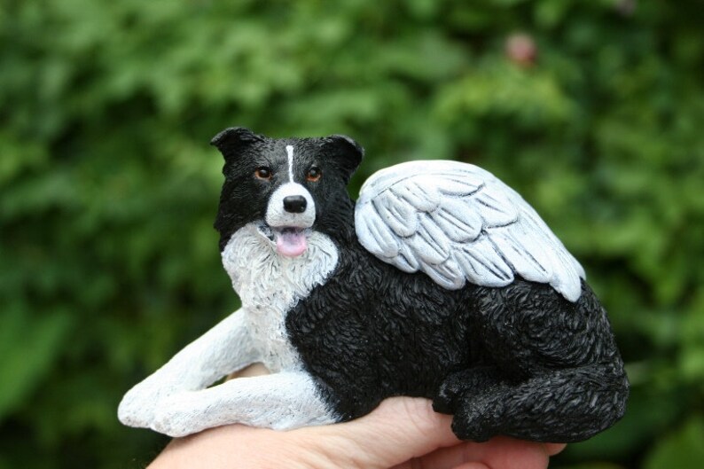Border Collie Angel Statue Concrete Dog Memorial Border - Etsy