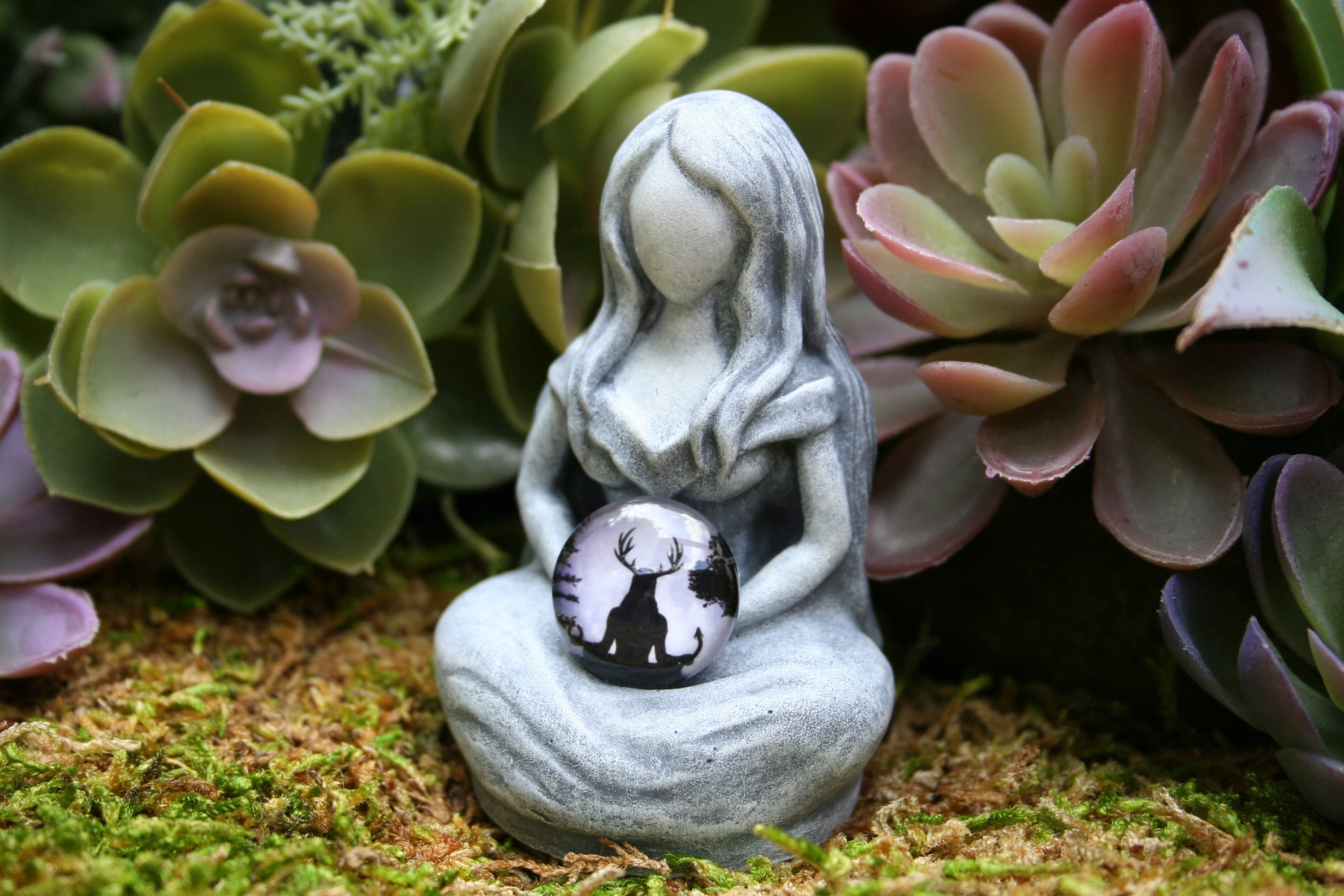 Moon Goddess Statue Embraces Cernunnos the Horned God | Etsy