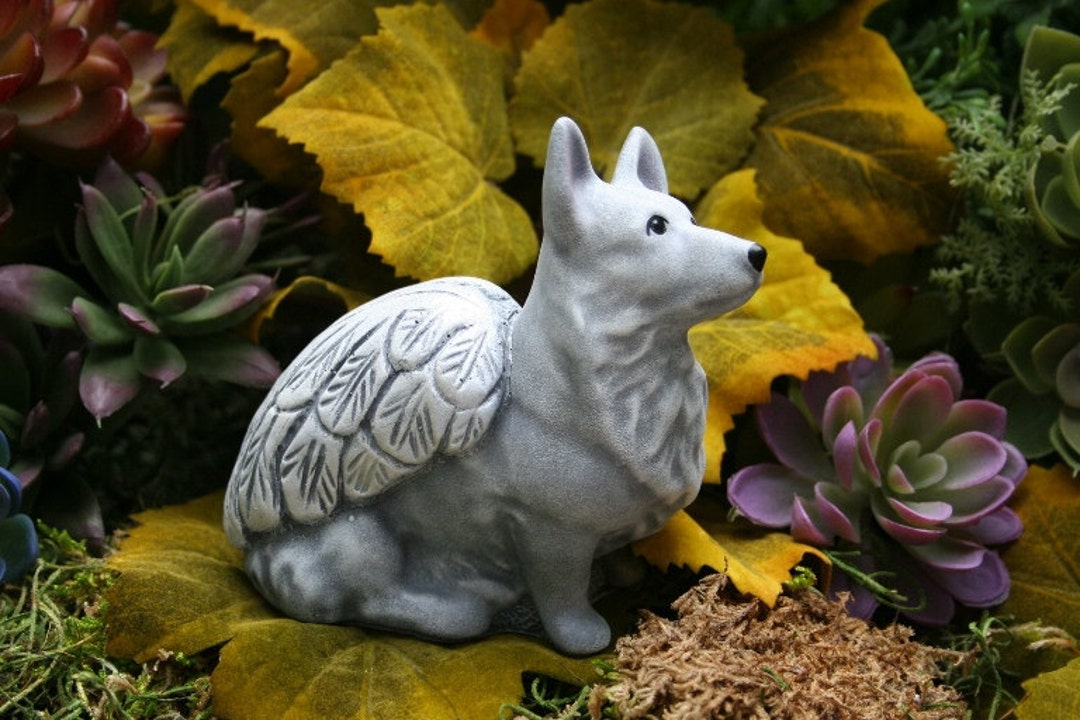 Dog Angel Statue Corgi Angel Dog Memorial Pembroke Welsh Corgi Concrete ...
