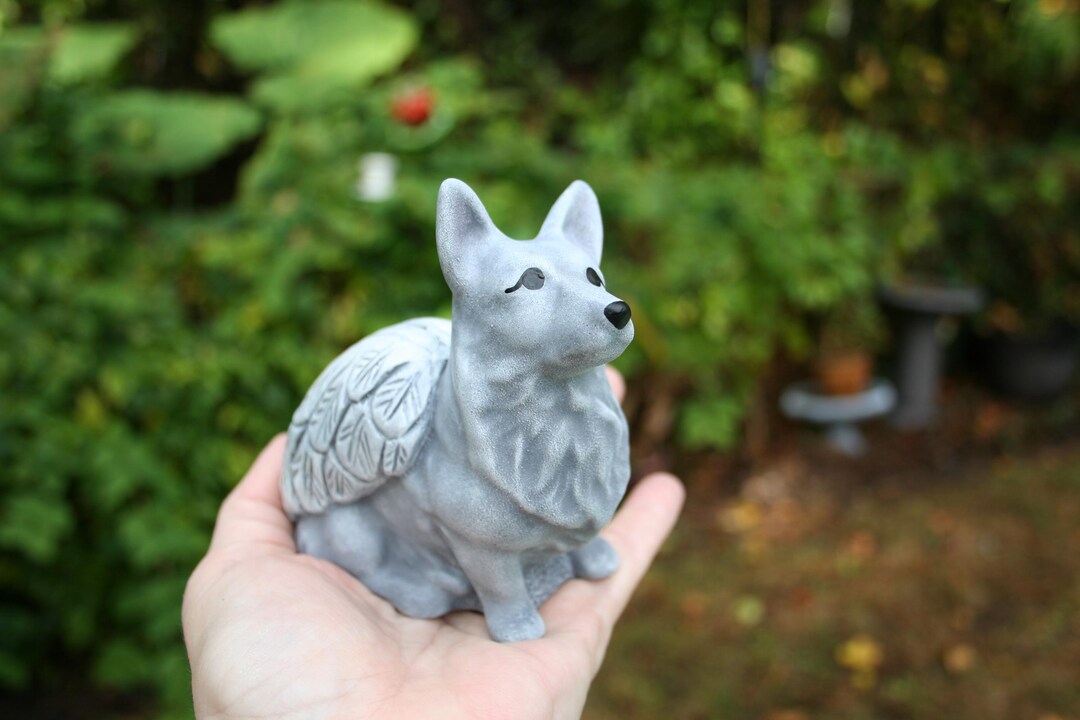 Dog Angel Statue Corgi Angel Dog Memorial Pembroke Welsh Corgi Concrete ...