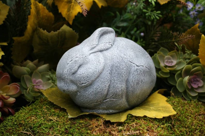 Concrete Bunny Statue Rock Rabbit Garden Statue Fat Bunny - Etsy
