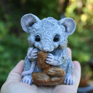 Sweet Lil' Mouse Statue - Mouse Eating Peanuts Concrete Garden Statue ...