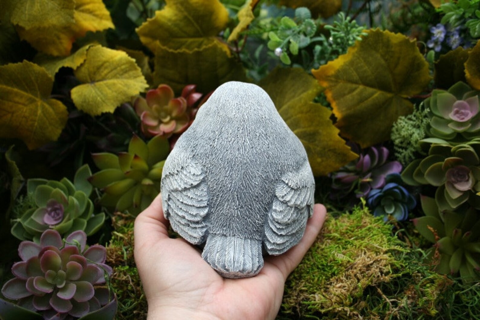 Concrete Bird Statue Sleepy Fat Bird Garden Sculpture - Etsy