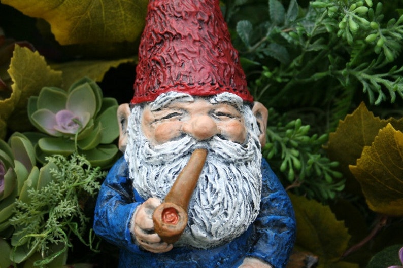 Best Garden Gnome Statue Ever Pipe Smoking Vintage Style | Etsy