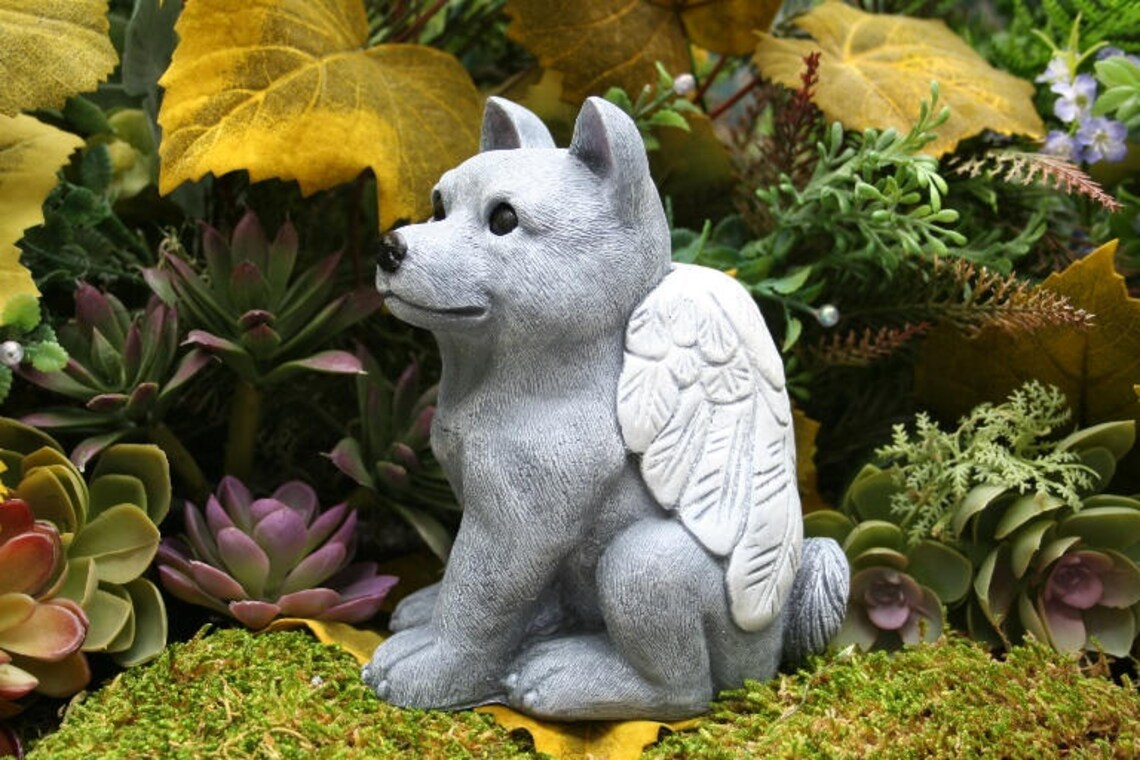 Shiba Inu Angel Dog Statue Shiba-inu Dog Memorial Concrete - Etsy